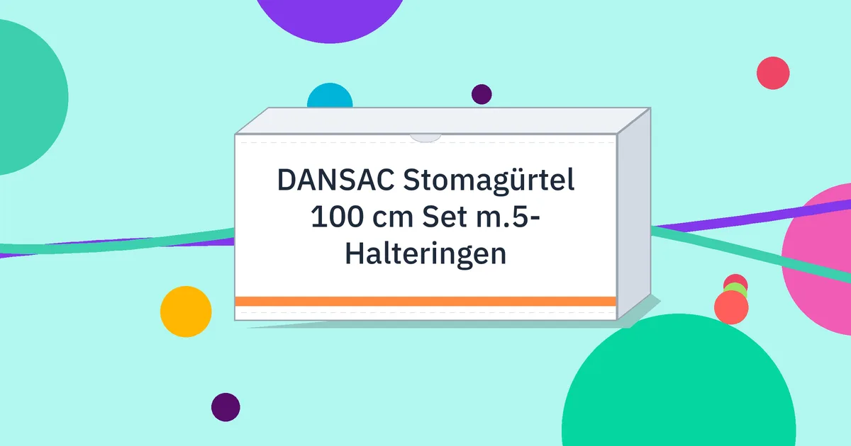 Symbolbild: Packung mit der Aufschrift DANSAC Stomagürtel 100 cm Set m.5-Halteringen (PZN 00839458) – Verfügbarkeit und Bezug in Apotheken in Frankfurt am Main