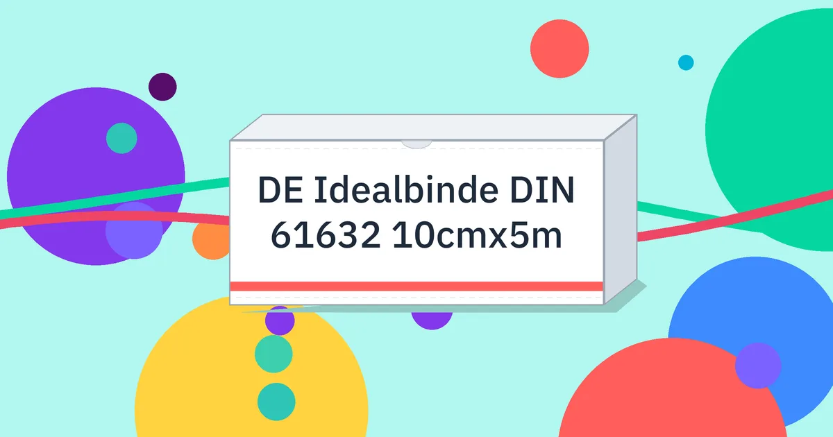 Symbolbild: Packung mit der Aufschrift DE Idealbinde DIN 61632 10cmx5m (PZN 04552050) – Verfügbarkeit und Bezug in Apotheken in Frankfurt am Main