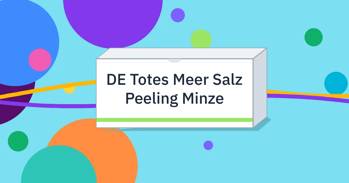 Symbolbild: Packung mit der Aufschrift DE Totes Meer Salz Peeling Minze (PZN 15996494) – Verfügbarkeit und Bezug in Apotheken in Frankfurt am Main