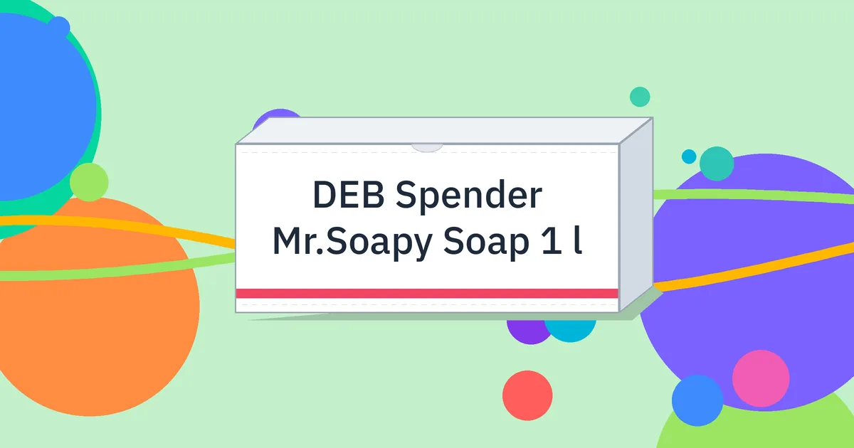 Symbolbild: Packung mit der Aufschrift DEB Spender Mr.Soapy Soap 1 l (PZN 11686779) – Verfügbarkeit und Bezug in Apotheken in Frankfurt am Main