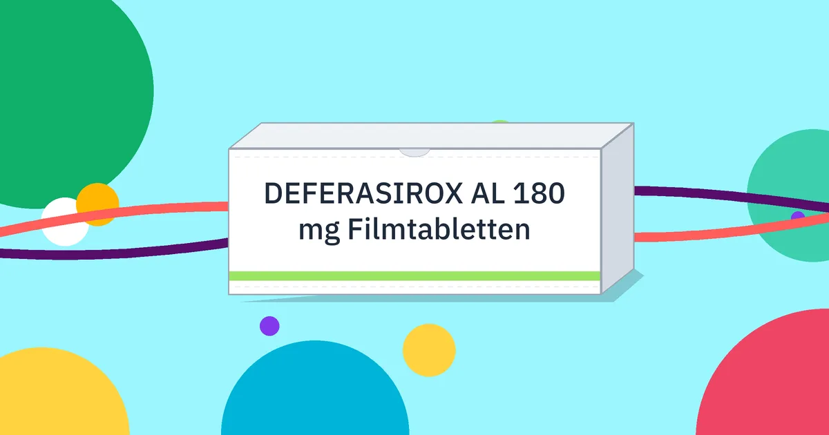 Symbolbild: Packung mit der Aufschrift DEFERASIROX AL 180 mg Filmtabletten (PZN 17482782) – Verfügbarkeit und Bezug in Apotheken in Frankfurt am Main