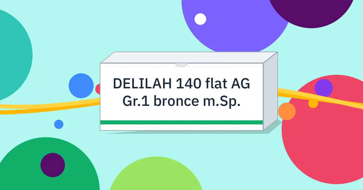 Symbolbild: Packung mit der Aufschrift DELILAH 140 flat AG Gr.1 bronce m.Sp. (PZN 14247158) – Verfügbarkeit und Bezug in Apotheken in Frankfurt am Main