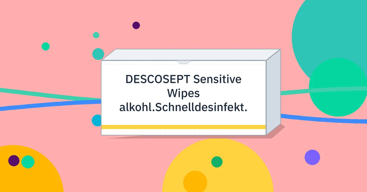 Symbolbild: Packung mit der Aufschrift DESCOSEPT Sensitive Wipes alkohl.Schnelldesinfekt. (PZN 17195976) – Verfügbarkeit und Bezug in Apotheken in Frankfurt am Main