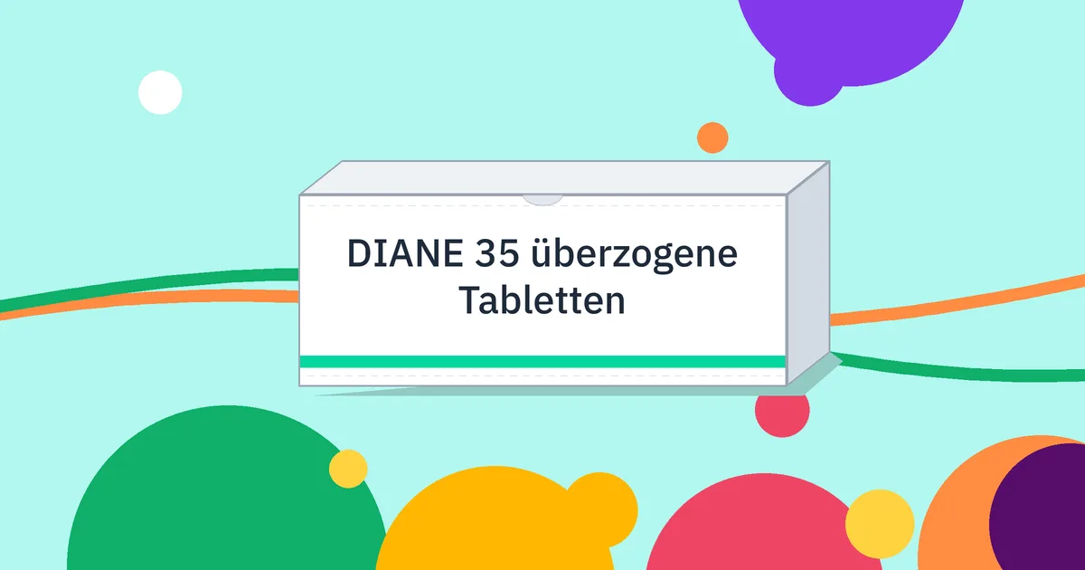 Symbolbild: Packung mit der Aufschrift DIANE 35 überzogene Tabletten (PZN 03104349) – Verfügbarkeit und Bezug in Apotheken in Frankfurt am Main