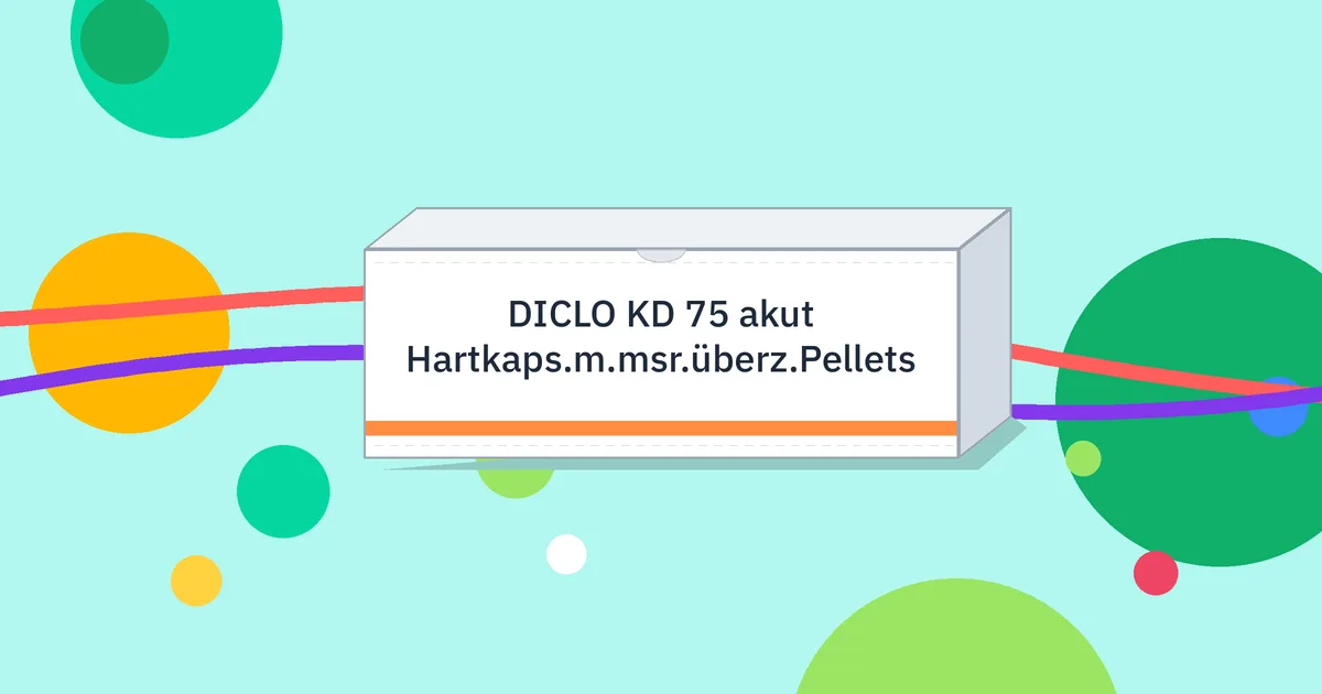 Symbolbild: Packung mit der Aufschrift DICLO KD 75 akut Hartkaps.m.msr.überz.Pellets (PZN 01296221) – Verfügbarkeit und Bezug in Apotheken in Frankfurt am Main