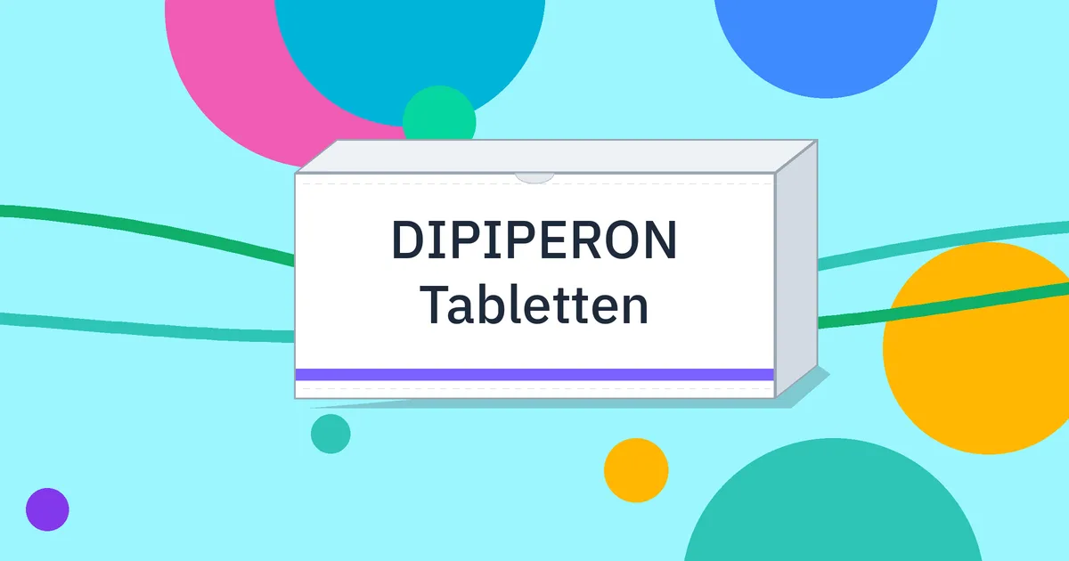 Symbolbild: Packung mit der Aufschrift DIPIPERON Tabletten (PZN 02424572) – Verfügbarkeit und Bezug in Apotheken in Frankfurt am Main