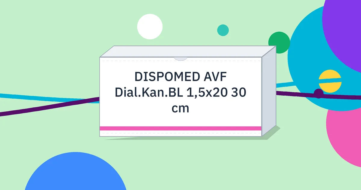 Symbolbild: Packung mit der Aufschrift DISPOMED AVF Dial.Kan.BL 1,5x20 30 cm (PZN 08495722) – Verfügbarkeit und Bezug in Apotheken in Frankfurt am Main