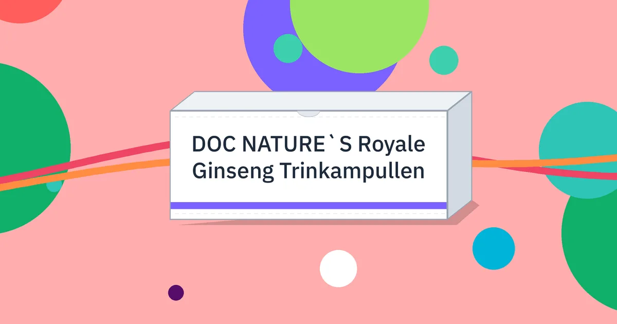 Symbolbild: Packung mit der Aufschrift DOC NATURE`S Royale Ginseng Trinkampullen (PZN 19168558) – Verfügbarkeit und Bezug in Apotheken in Frankfurt am Main