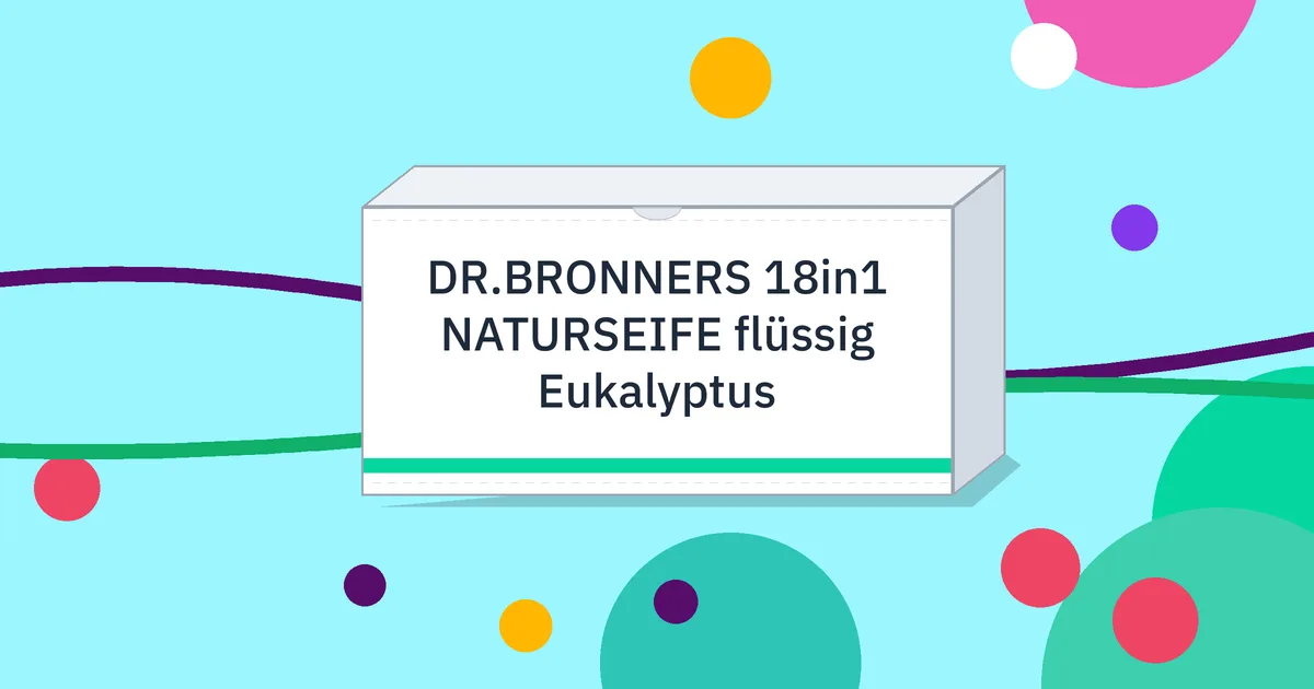 Symbolbild: Packung mit der Aufschrift DR.BRONNERS 18in1 NATURSEIFE flüssig Eukalyptus (PZN 19241491) – Verfügbarkeit und Bezug in Apotheken in Frankfurt am Main