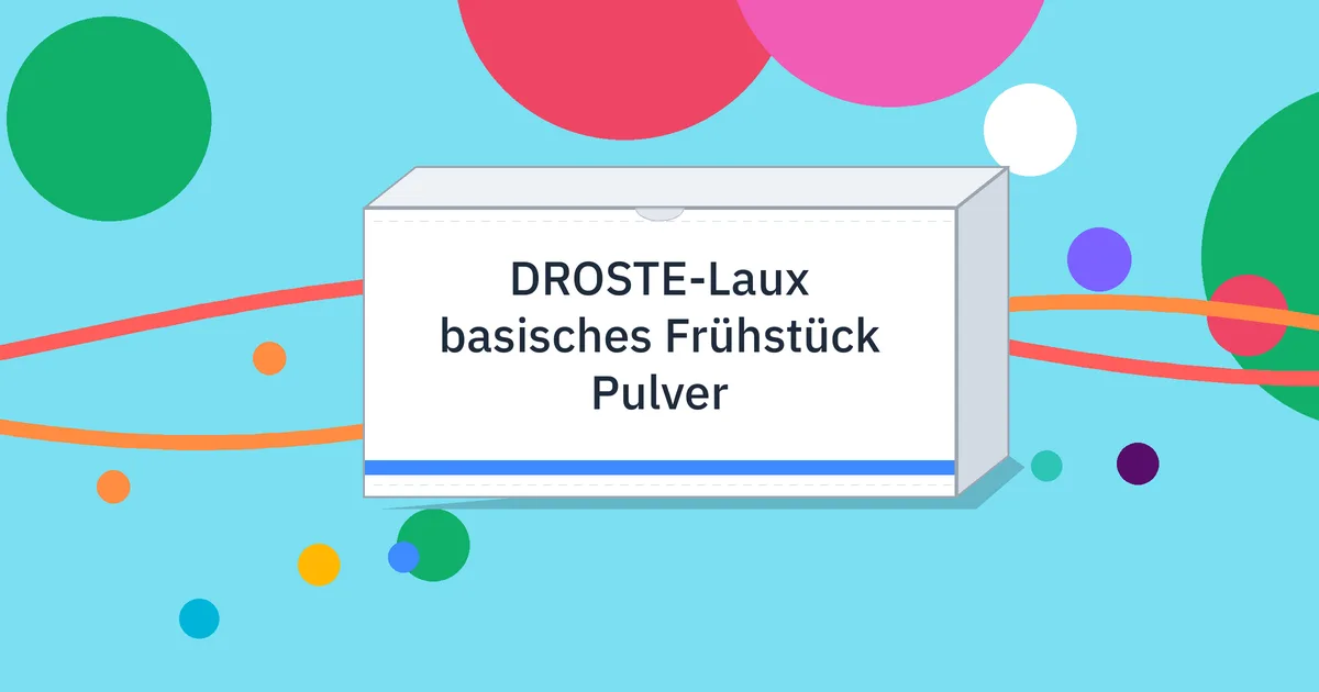 Symbolbild: Packung mit der Aufschrift DROSTE-Laux basisches Frühstück Pulver (PZN 10271421) – Verfügbarkeit und Bezug in Apotheken in Frankfurt am Main