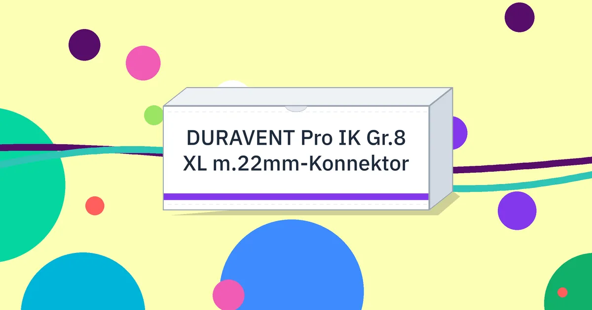 Symbolbild: Packung mit der Aufschrift DURAVENT Pro IK Gr.8 XL m.22mm-Konnektor (PZN 19243395) – Verfügbarkeit und Bezug in Apotheken in Frankfurt am Main