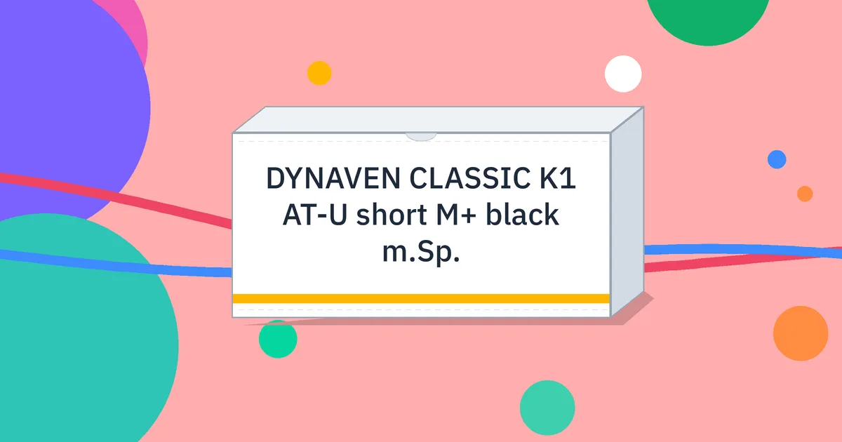 Symbolbild: Packung mit der Aufschrift DYNAVEN CLASSIC K1 AT-U short M+ black m.Sp. (PZN 18416899) – Verfügbarkeit und Bezug in Apotheken in Frankfurt am Main