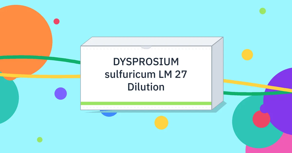 Symbolbild: Packung mit der Aufschrift DYSPROSIUM sulfuricum LM 27 Dilution (PZN 13468130) – Verfügbarkeit und Bezug in Apotheken in Frankfurt am Main