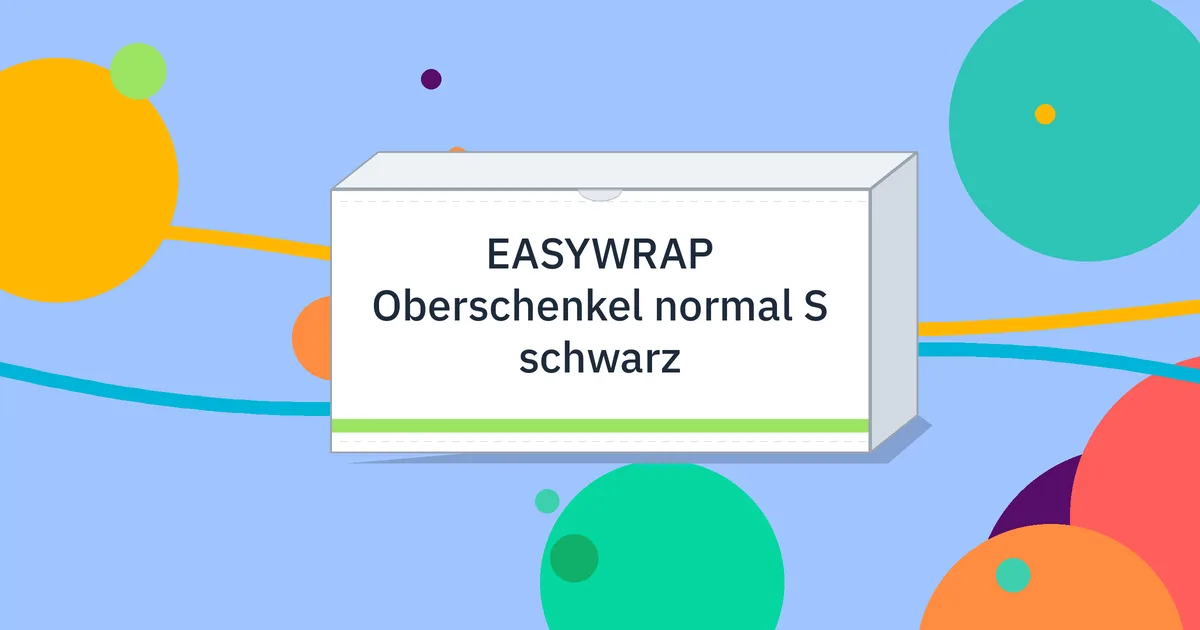 Symbolbild: Packung mit der Aufschrift EASYWRAP Oberschenkel normal S schwarz (PZN 18748609) – Verfügbarkeit und Bezug in Apotheken in Frankfurt am Main