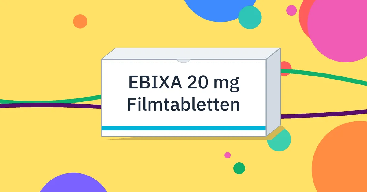 Symbolbild: Packung mit der Aufschrift EBIXA 20 mg Filmtabletten (PZN 10299810) – Verfügbarkeit und Bezug in Apotheken in Frankfurt am Main