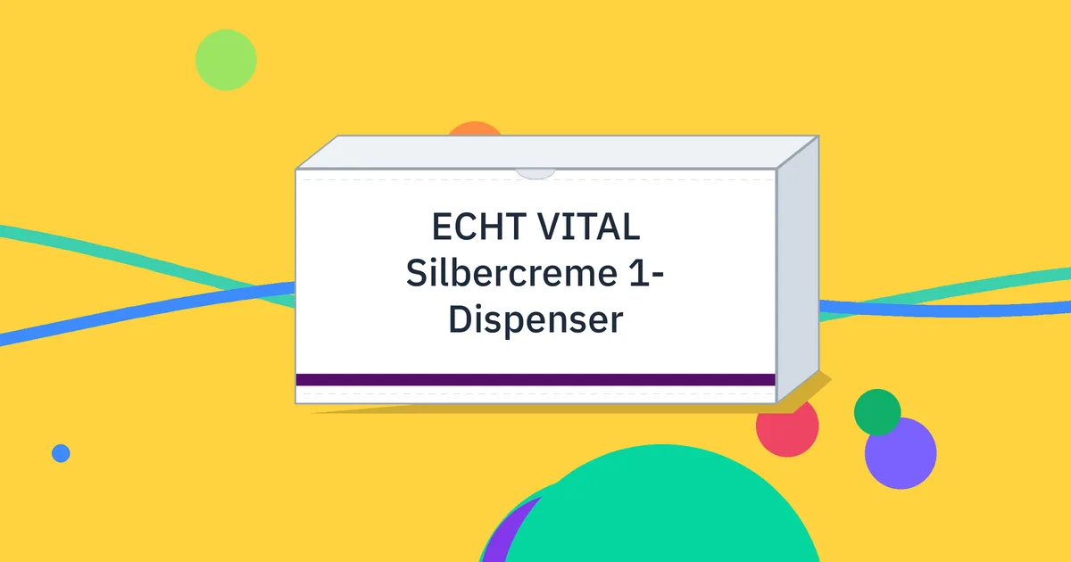 Symbolbild: Packung mit der Aufschrift ECHT VITAL Silbercreme 1-Dispenser (PZN 16400977) – Verfügbarkeit und Bezug in Apotheken in Frankfurt am Main