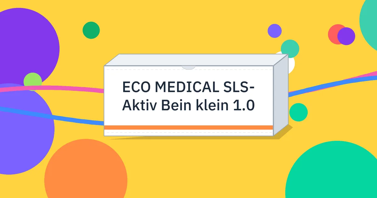 Symbolbild: Packung mit der Aufschrift ECO MEDICAL SLS-Aktiv Bein klein 1.0 (PZN 11332604) – Verfügbarkeit und Bezug in Apotheken in Frankfurt am Main