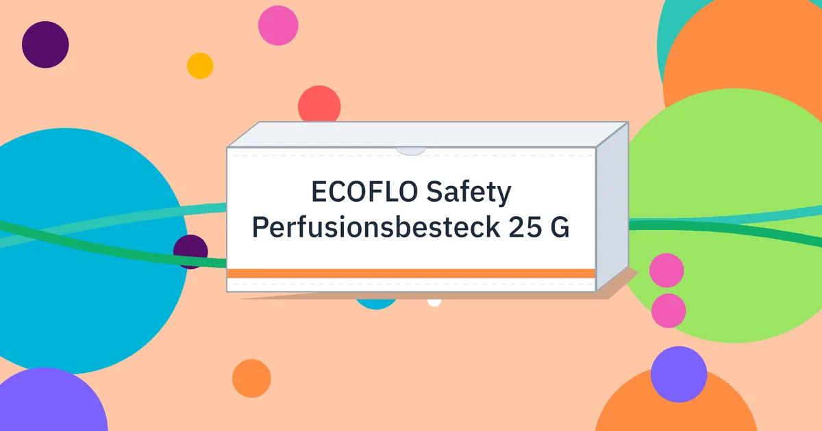 Symbolbild: Packung mit der Aufschrift ECOFLO Safety Perfusionsbesteck 25 G (PZN 19888146) – Verfügbarkeit und Bezug in Apotheken in Frankfurt am Main