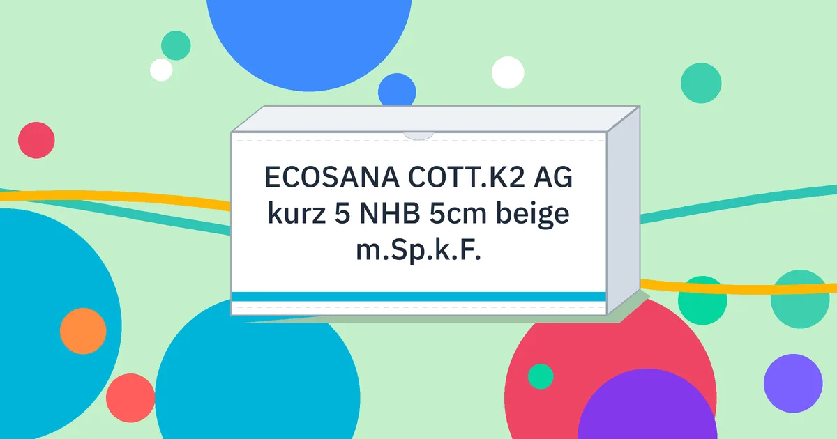 Symbolbild: Packung mit der Aufschrift ECOSANA COTT.K2 AG kurz 5 NHB 5cm beige m.Sp.k.F. (PZN 16950324) – Verfügbarkeit und Bezug in Apotheken in Frankfurt am Main
