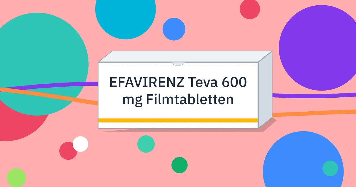 Symbolbild: Packung mit der Aufschrift EFAVIRENZ Teva 600 mg Filmtabletten (PZN 12381355) – Verfügbarkeit und Bezug in Apotheken in Frankfurt am Main