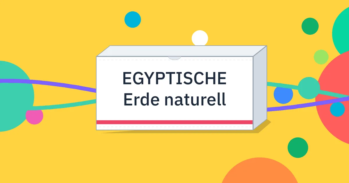 Symbolbild: Packung mit der Aufschrift EGYPTISCHE Erde naturell (PZN 08610577) – Verfügbarkeit und Bezug in Apotheken in Frankfurt am Main