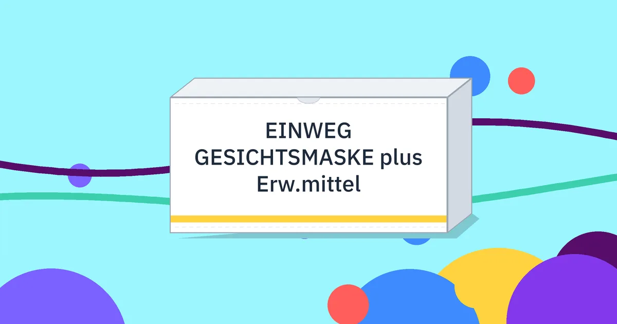 Symbolbild: Packung mit der Aufschrift EINWEG GESICHTSMASKE plus Erw.mittel (PZN 00852766) – Verfügbarkeit und Bezug in Apotheken in Frankfurt am Main