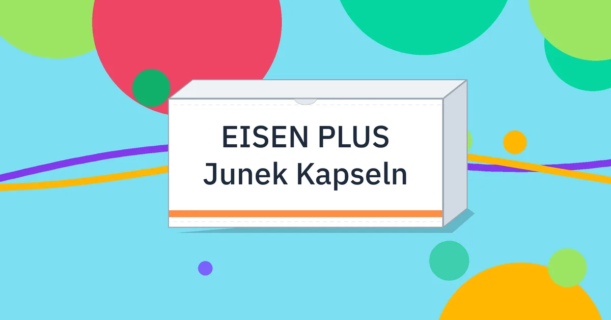 Symbolbild: Packung mit der Aufschrift EISEN PLUS Junek Kapseln (PZN 16935170) – Verfügbarkeit und Bezug in Apotheken in Frankfurt am Main
