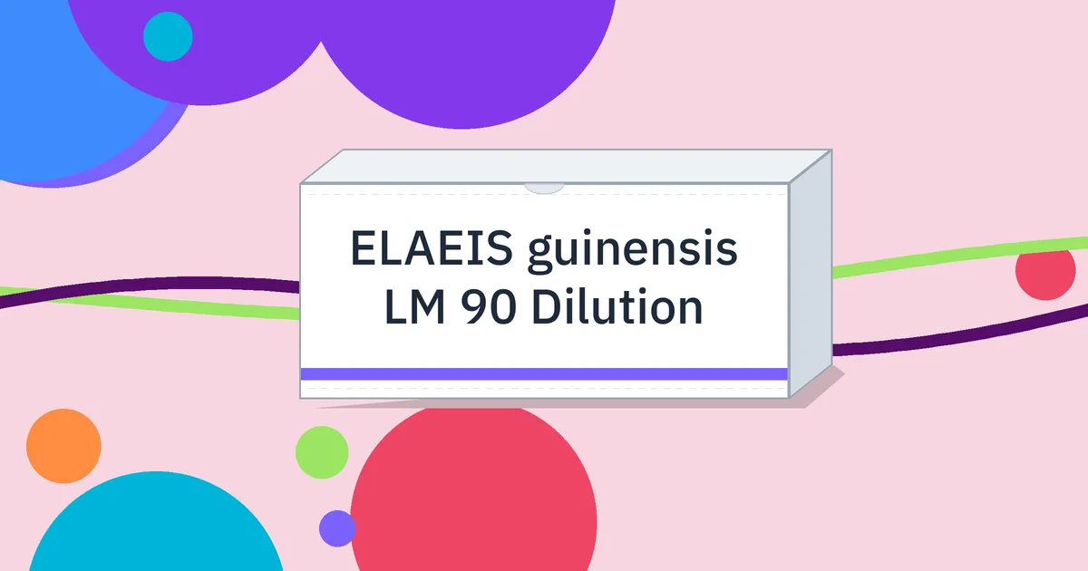 Symbolbild: Packung mit der Aufschrift ELAEIS guinensis LM 90 Dilution (PZN 13470055) – Verfügbarkeit und Bezug in Apotheken in Frankfurt am Main