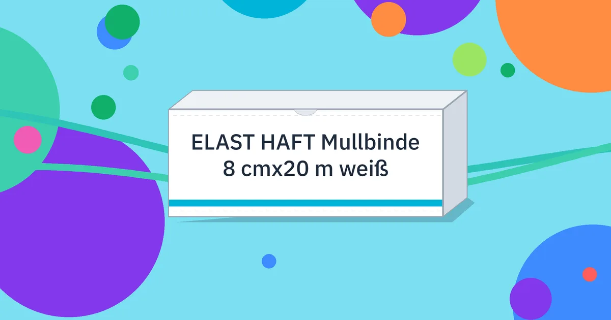 Symbolbild: Packung mit der Aufschrift ELAST HAFT Mullbinde 8 cmx20 m weiß (PZN 10810119) – Verfügbarkeit und Bezug in Apotheken in Frankfurt am Main