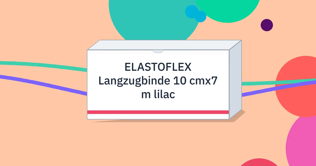 Symbolbild: Packung mit der Aufschrift ELASTOFLEX Langzugbinde 10 cmx7 m lilac (PZN 12637211) – Verfügbarkeit und Bezug in Apotheken in Frankfurt am Main