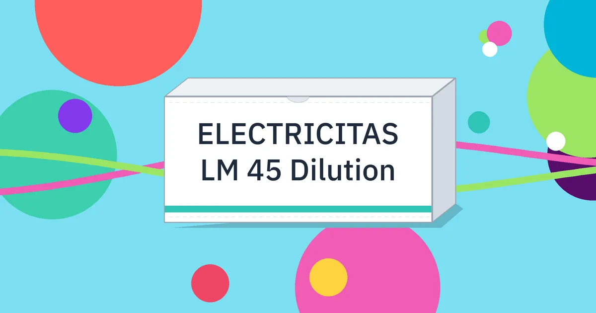 Symbolbild: Packung mit der Aufschrift ELECTRICITAS LM 45 Dilution (PZN 12844625) – Verfügbarkeit und Bezug in Apotheken in Frankfurt am Main