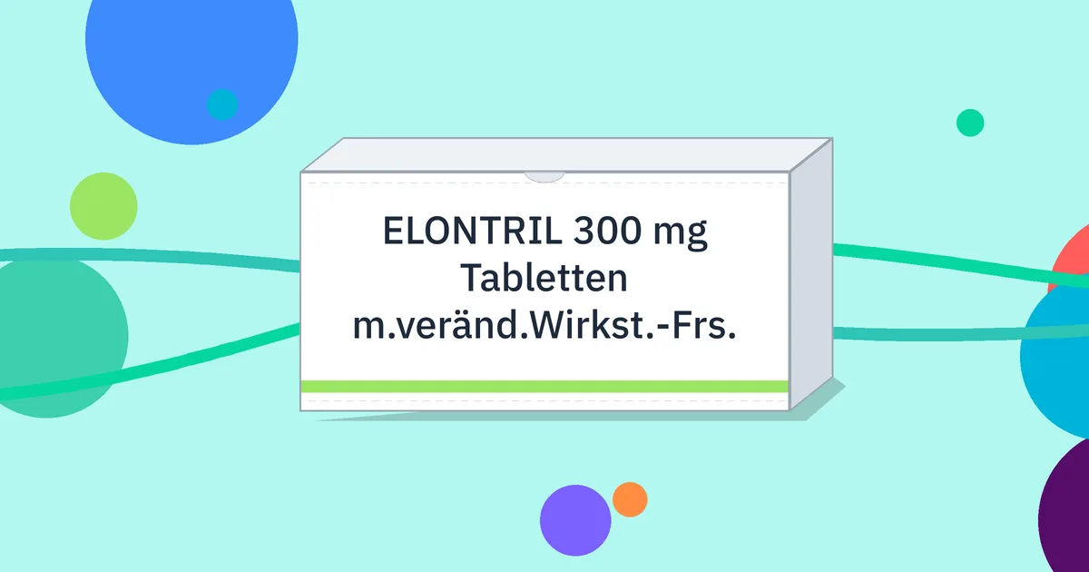 Symbolbild: Packung mit der Aufschrift ELONTRIL 300 mg Tabletten m.veränd.Wirkst.-Frs. (PZN 01258692) – Verfügbarkeit und Bezug in Apotheken in Frankfurt am Main