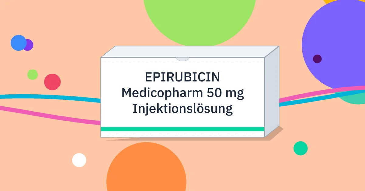 Symbolbild: Packung mit der Aufschrift EPIRUBICIN Medicopharm 50 mg Injektionslösung (PZN 05351690) – Verfügbarkeit und Bezug in Apotheken in Frankfurt am Main