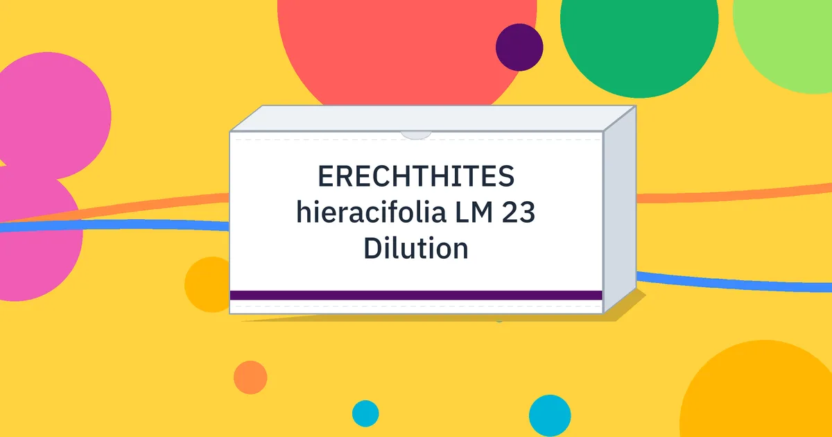 Symbolbild: Packung mit der Aufschrift ERECHTHITES hieracifolia LM 23 Dilution (PZN 13474490) – Verfügbarkeit und Bezug in Apotheken in Frankfurt am Main