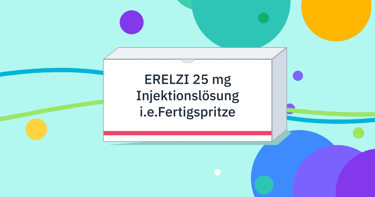 Symbolbild: Packung mit der Aufschrift ERELZI 25 mg Injektionslösung i.e.Fertigspritze (PZN 14274037) – Verfügbarkeit und Bezug in Apotheken in Frankfurt am Main