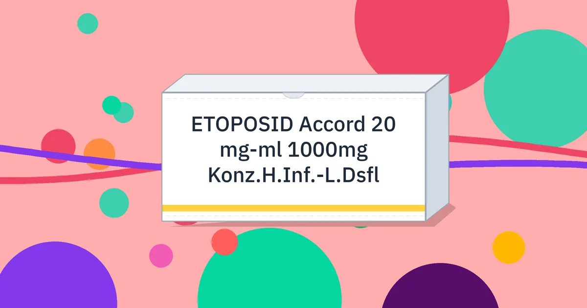 Symbolbild: Packung mit der Aufschrift ETOPOSID Accord 20 mg-ml 1000mg Konz.H.Inf.-L.Dsfl (PZN 11179232) – Verfügbarkeit und Bezug in Apotheken in Frankfurt am Main