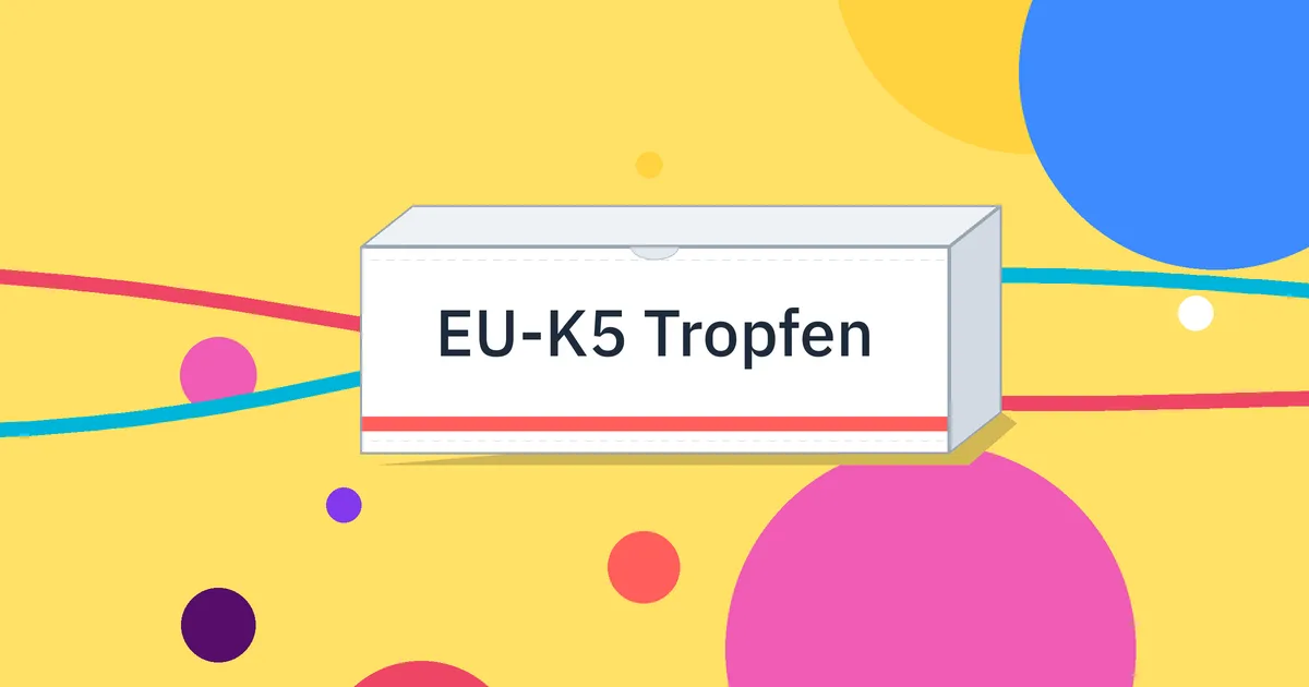 Symbolbild: Packung mit der Aufschrift EU-K5 Tropfen (PZN 11000210) – Verfügbarkeit und Bezug in Apotheken in Frankfurt am Main