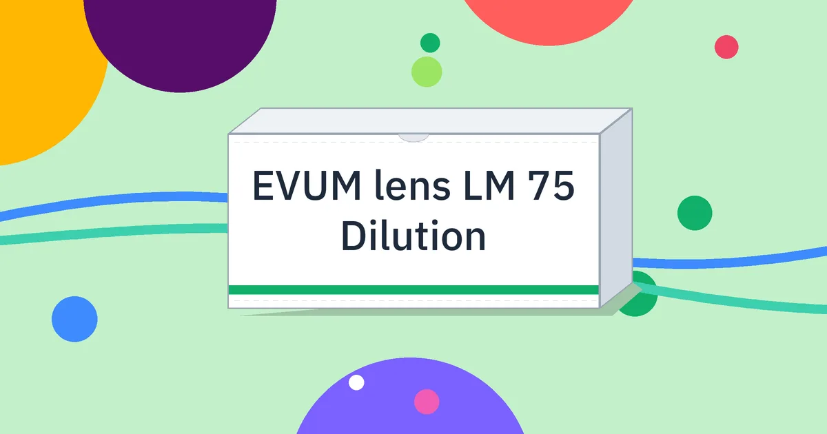 Symbolbild: Packung mit der Aufschrift EVUM lens LM 75 Dilution (PZN 13485370) – Verfügbarkeit und Bezug in Apotheken in Frankfurt am Main