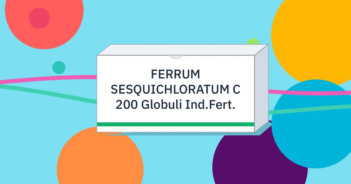 Symbolbild: Packung mit der Aufschrift FERRUM SESQUICHLORATUM C 200 Globuli Ind.Fert. (PZN 17717860) – Verfügbarkeit und Bezug in Apotheken in Frankfurt am Main