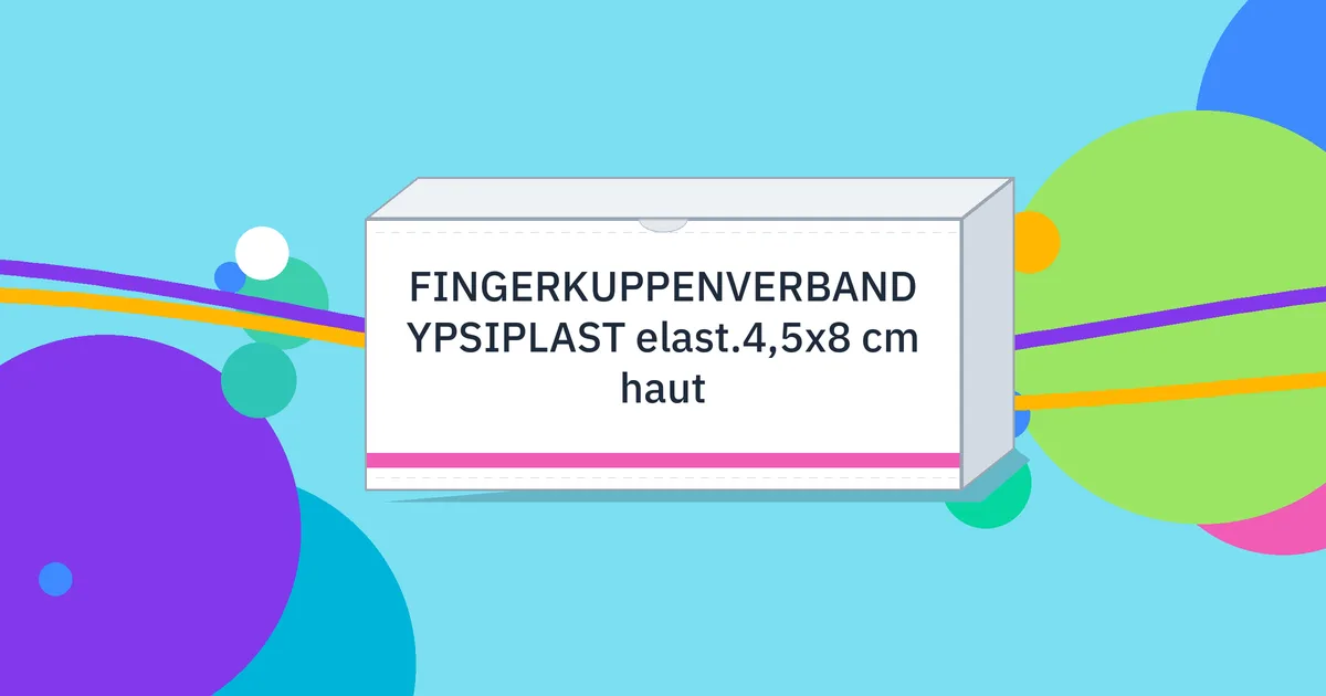 Symbolbild: Packung mit der Aufschrift FINGERKUPPENVERBAND YPSIPLAST elast.4,5x8 cm haut (PZN 03271225) – Verfügbarkeit und Bezug in Apotheken in Frankfurt am Main