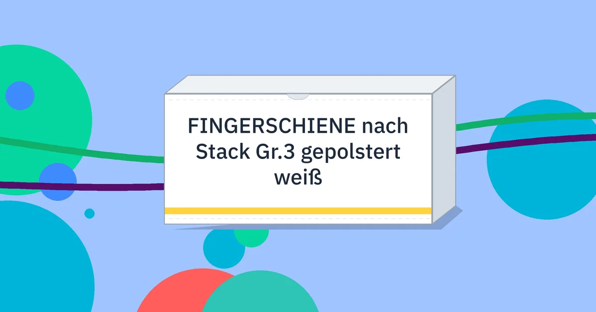 Symbolbild: Packung mit der Aufschrift FINGERSCHIENE nach Stack Gr.3 gepolstert weiß (PZN 07015708) – Verfügbarkeit und Bezug in Apotheken in Frankfurt am Main