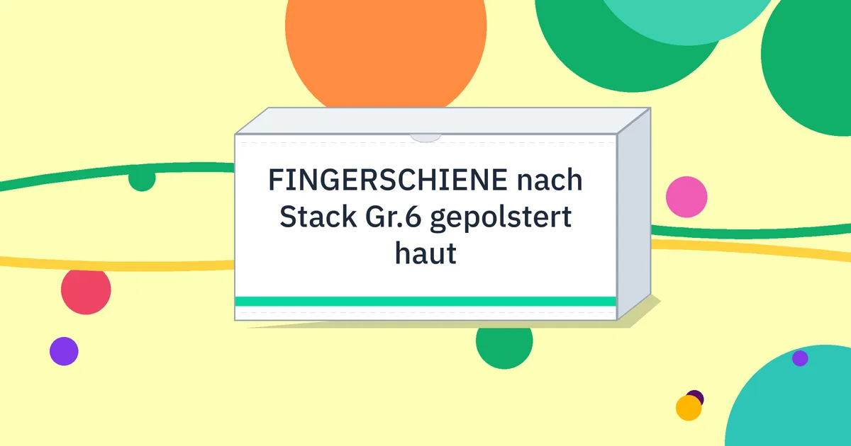 Symbolbild: Packung mit der Aufschrift FINGERSCHIENE nach Stack Gr.6 gepolstert haut (PZN 07013218) – Verfügbarkeit und Bezug in Apotheken in Frankfurt am Main