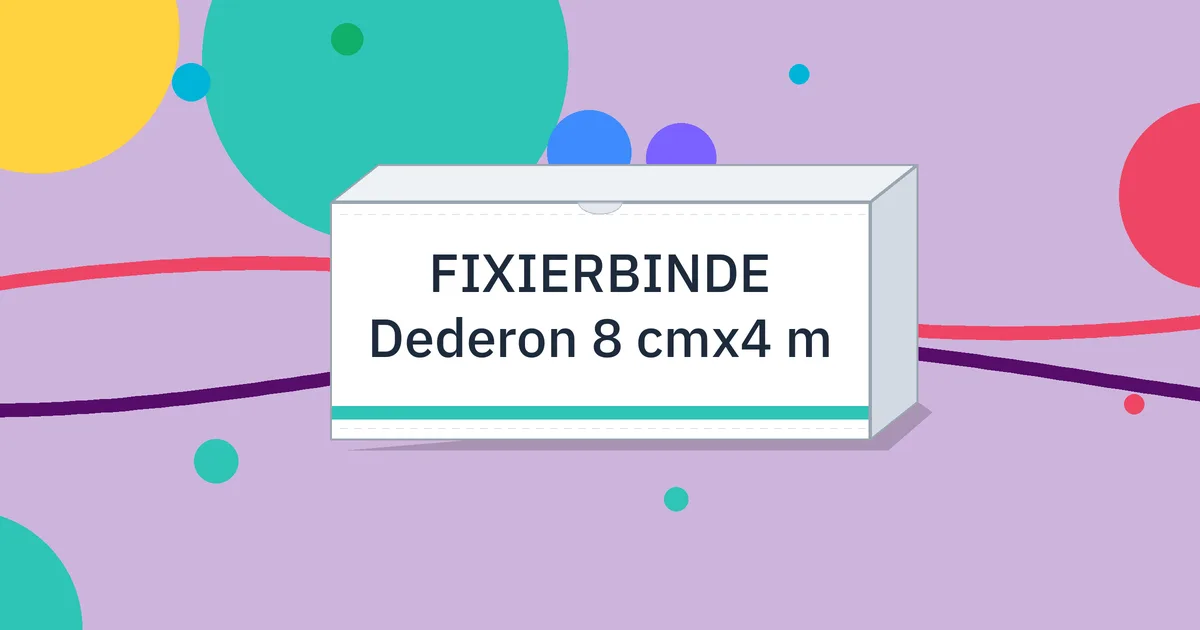 Symbolbild: Packung mit der Aufschrift FIXIERBINDE Dederon 8 cmx4 m (PZN 04094914) – Verfügbarkeit und Bezug in Apotheken in Frankfurt am Main