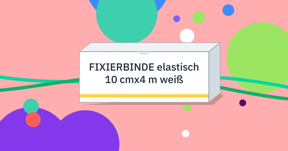 Symbolbild: Packung mit der Aufschrift FIXIERBINDE elastisch 10 cmx4 m weiß (PZN 01960305) – Verfügbarkeit und Bezug in Apotheken in Frankfurt am Main