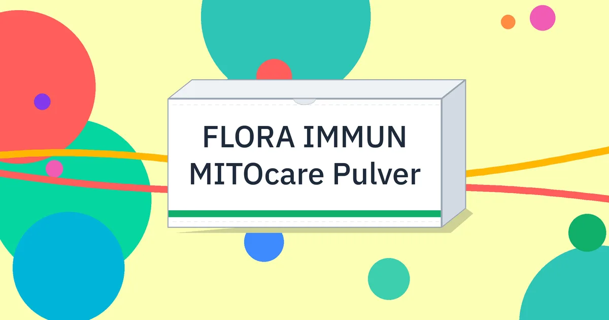 Symbolbild: Packung mit der Aufschrift FLORA IMMUN MITOcare Pulver (PZN 15231863) – Verfügbarkeit und Bezug in Apotheken in Frankfurt am Main