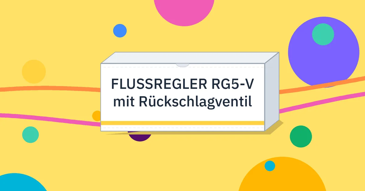 Symbolbild: Packung mit der Aufschrift FLUSSREGLER RG5-V mit Rückschlagventil (PZN 11190848) – Verfügbarkeit und Bezug in Apotheken in Frankfurt am Main