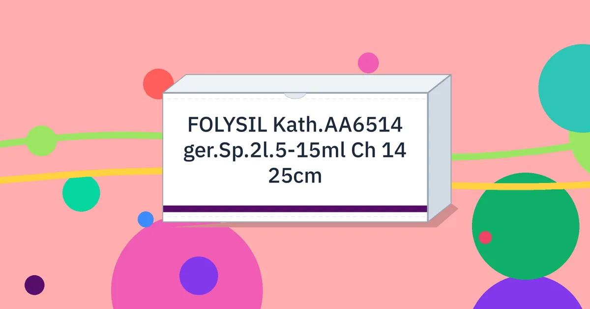 Symbolbild: Packung mit der Aufschrift FOLYSIL Kath.AA6514 ger.Sp.2l.5-15ml Ch 14 25cm (PZN 00151785) – Verfügbarkeit und Bezug in Apotheken in Frankfurt am Main
