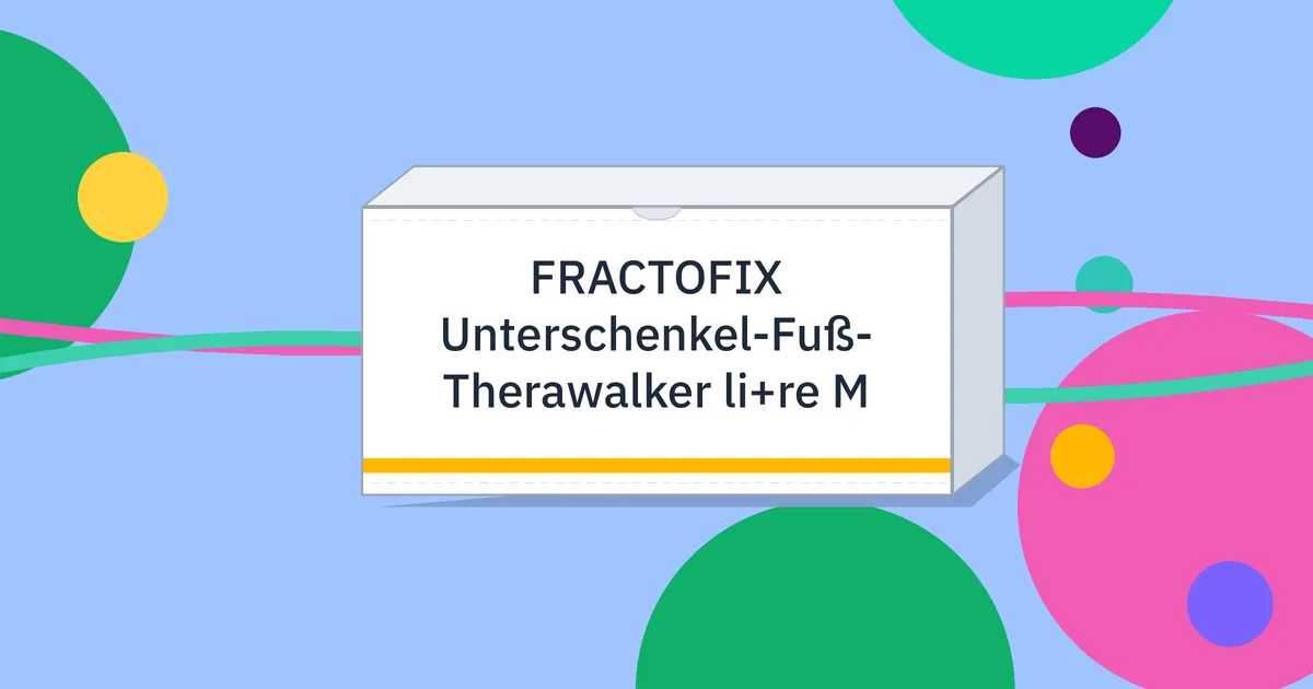Symbolbild: Packung mit der Aufschrift FRACTOFIX Unterschenkel-Fuß-Therawalker li+re M (PZN 17197722) – Verfügbarkeit und Bezug in Apotheken in Frankfurt am Main
