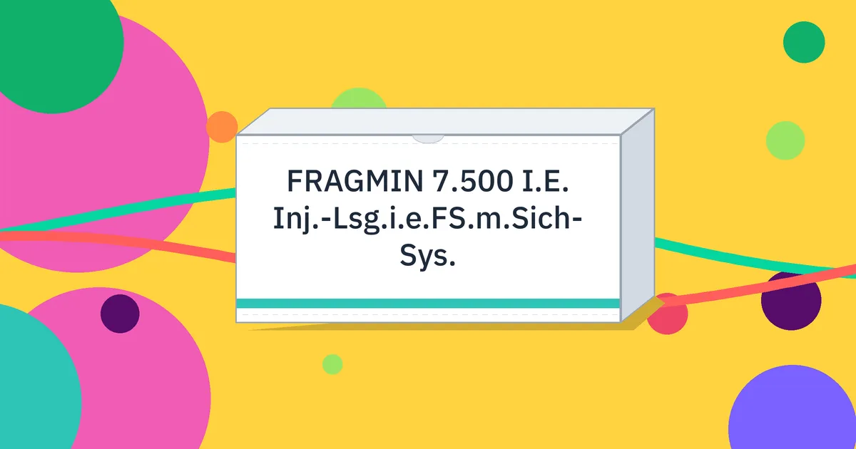 Symbolbild: Packung mit der Aufschrift FRAGMIN 7.500 I.E. Inj.-Lsg.i.e.FS.m.Sich-Sys. (PZN 07531870) – Verfügbarkeit und Bezug in Apotheken in Frankfurt am Main