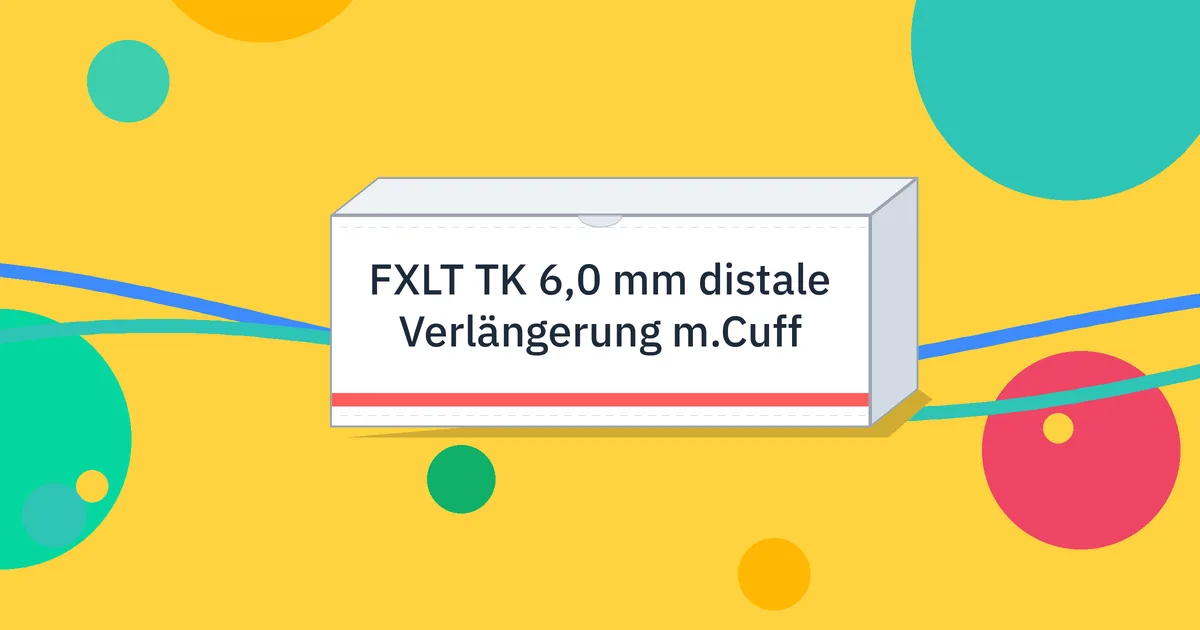 Symbolbild: Packung mit der Aufschrift FXLT TK 6,0 mm distale Verlängerung m.Cuff (PZN 20405963) – Verfügbarkeit und Bezug in Apotheken in Frankfurt am Main